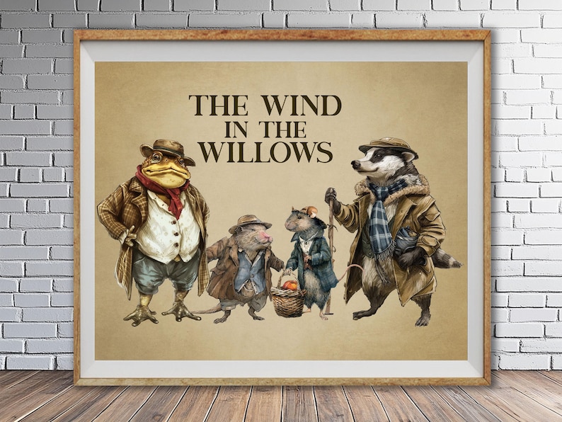Nursery Art, Wind in the Willow Print, Badger, Ratty, Toad, Mole, Boho ...