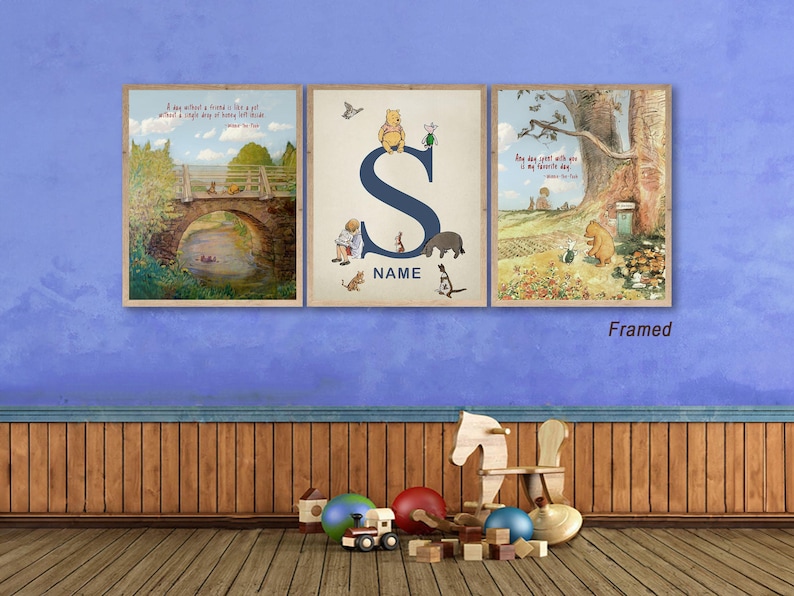 Personalized Winnie the Pooh Nursery Art, Customized Pooh Bear Print ...