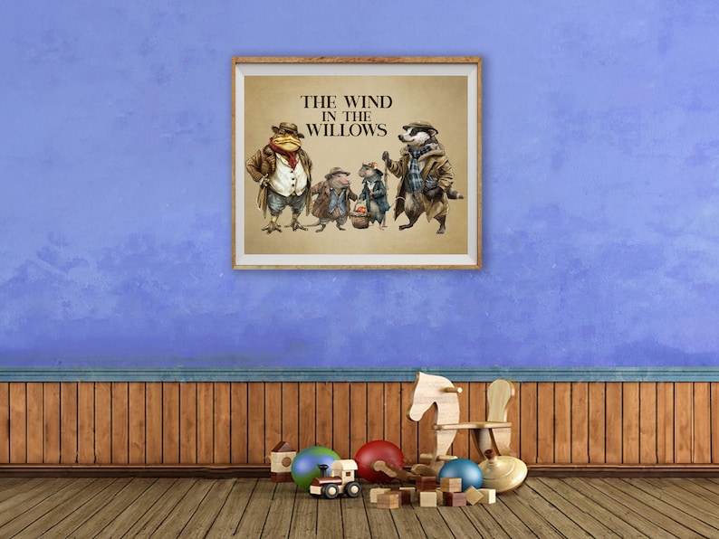 Nursery Art, Wind in the Willow Print, Badger, Ratty, Toad, Mole, Boho ...