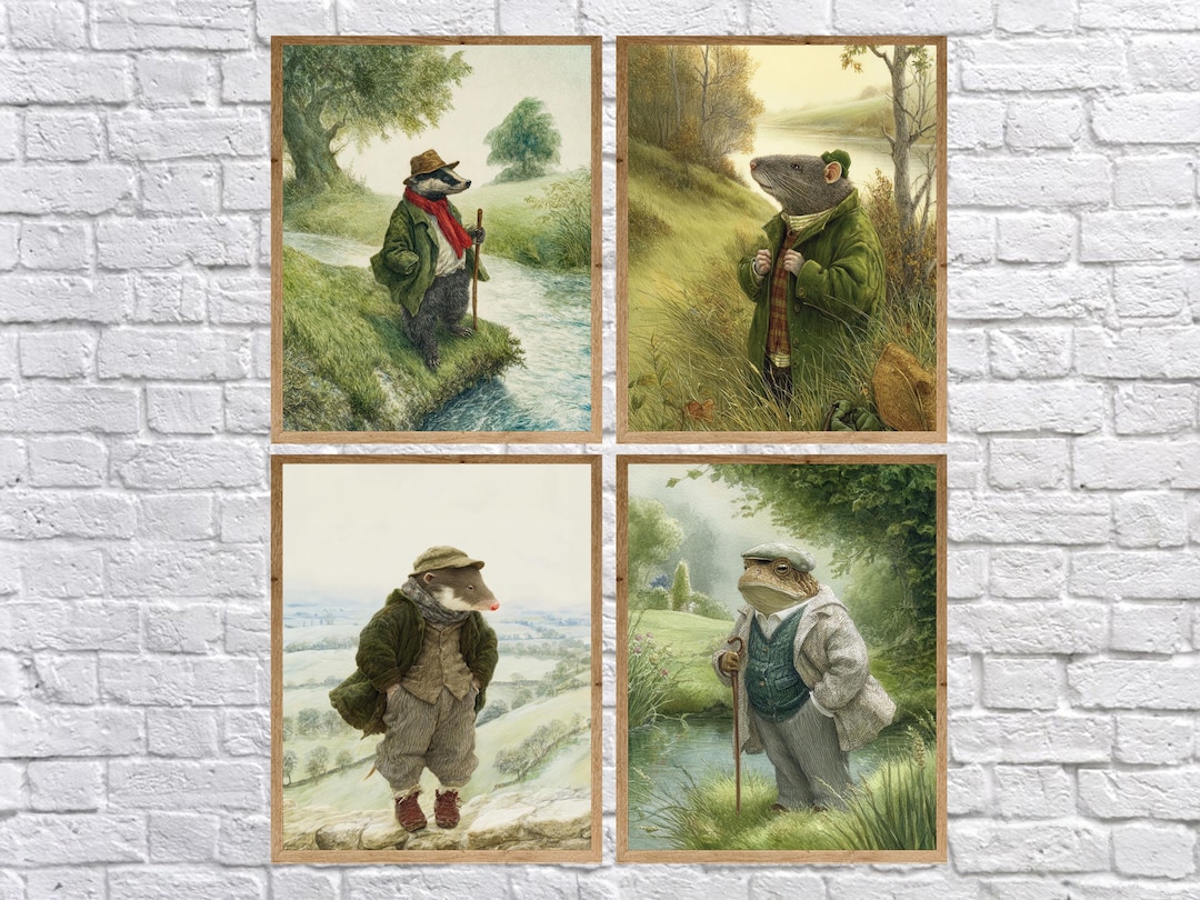 Wind in the Willows Nursery Art, Discounted Set of 4 Prints, Badger ...