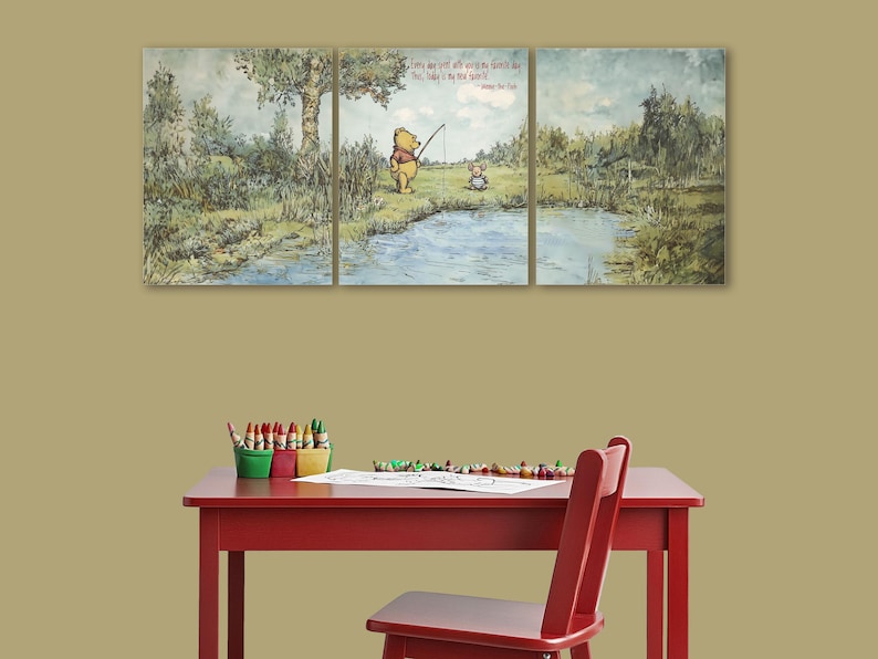 Winnie the Pooh Print, Nursery Art, Nursery Landscape Art, Boho Nursery ...