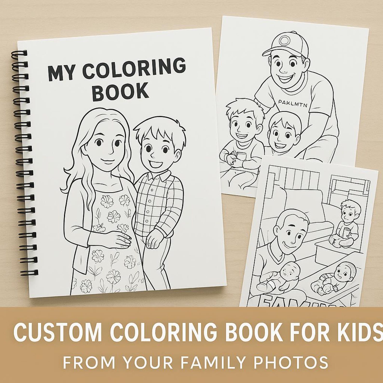 Personalized Kids Coloring Book From Your Family Photos | Digital or ...