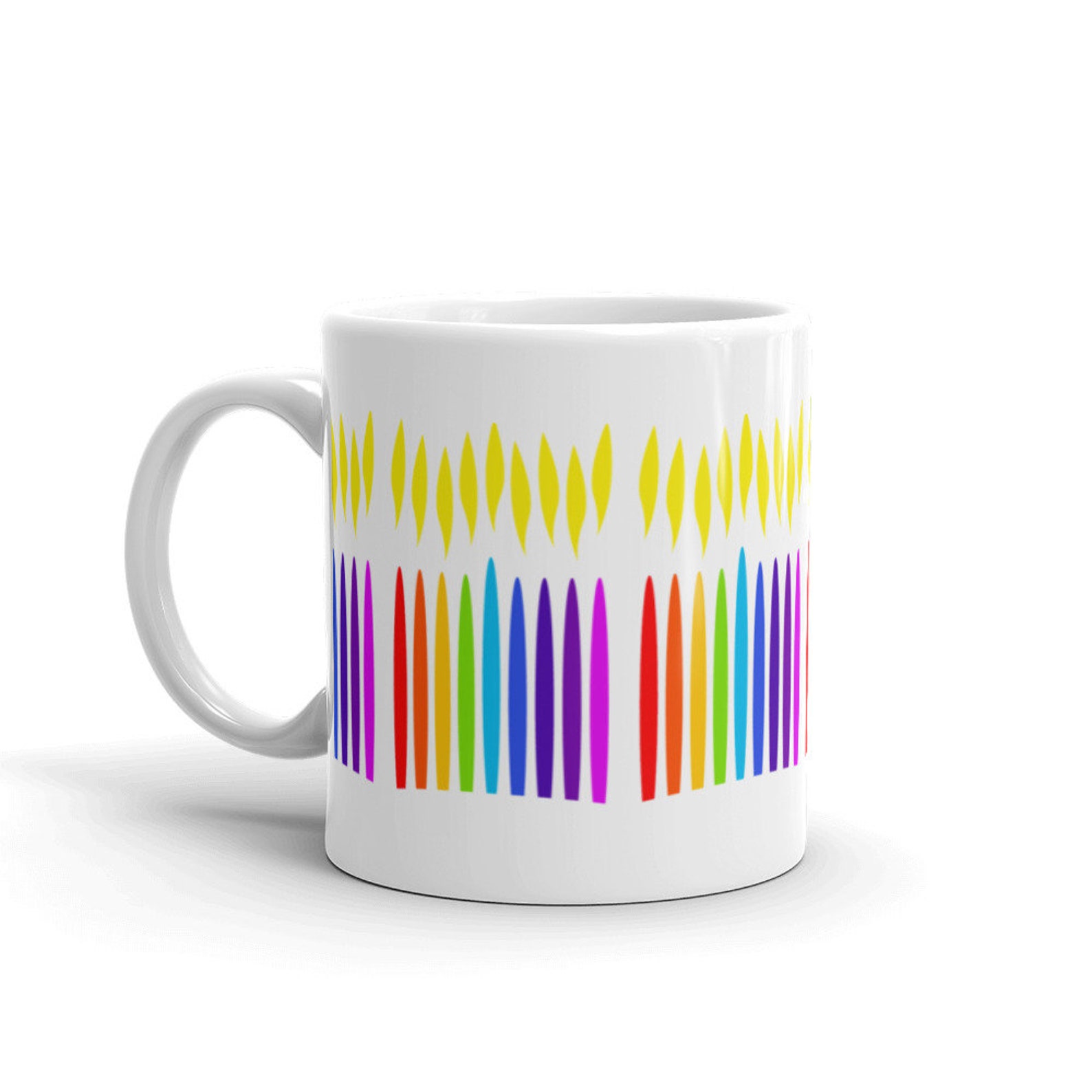 Rainbow Menorah Hanukkah Coffee Mug, Chanukah Menorah Cut-out Design ...
