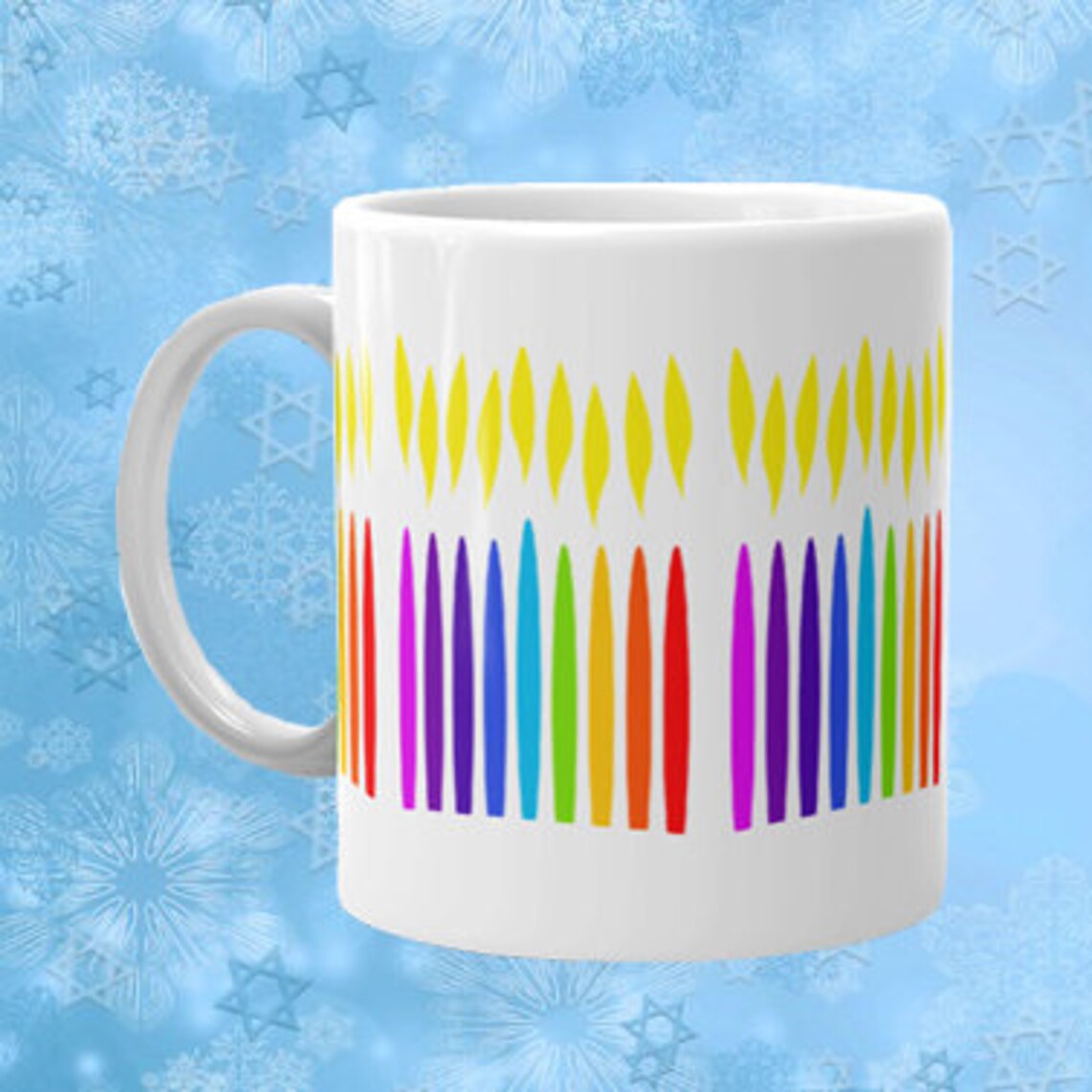 Rainbow Menorah Hanukkah Coffee Mug Chanukah Menorah Cut-out - Etsy