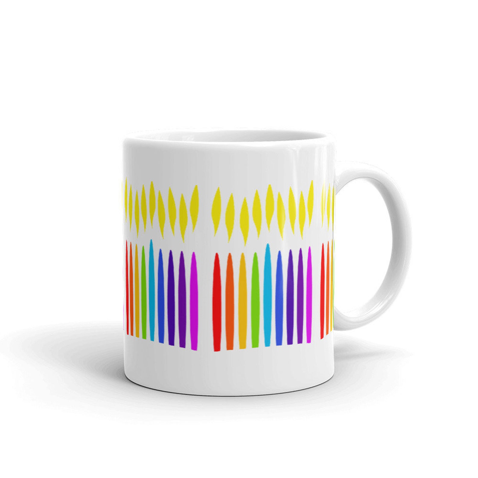 Rainbow Menorah Hanukkah Coffee Mug, Chanukah Menorah Cut-out Design ...