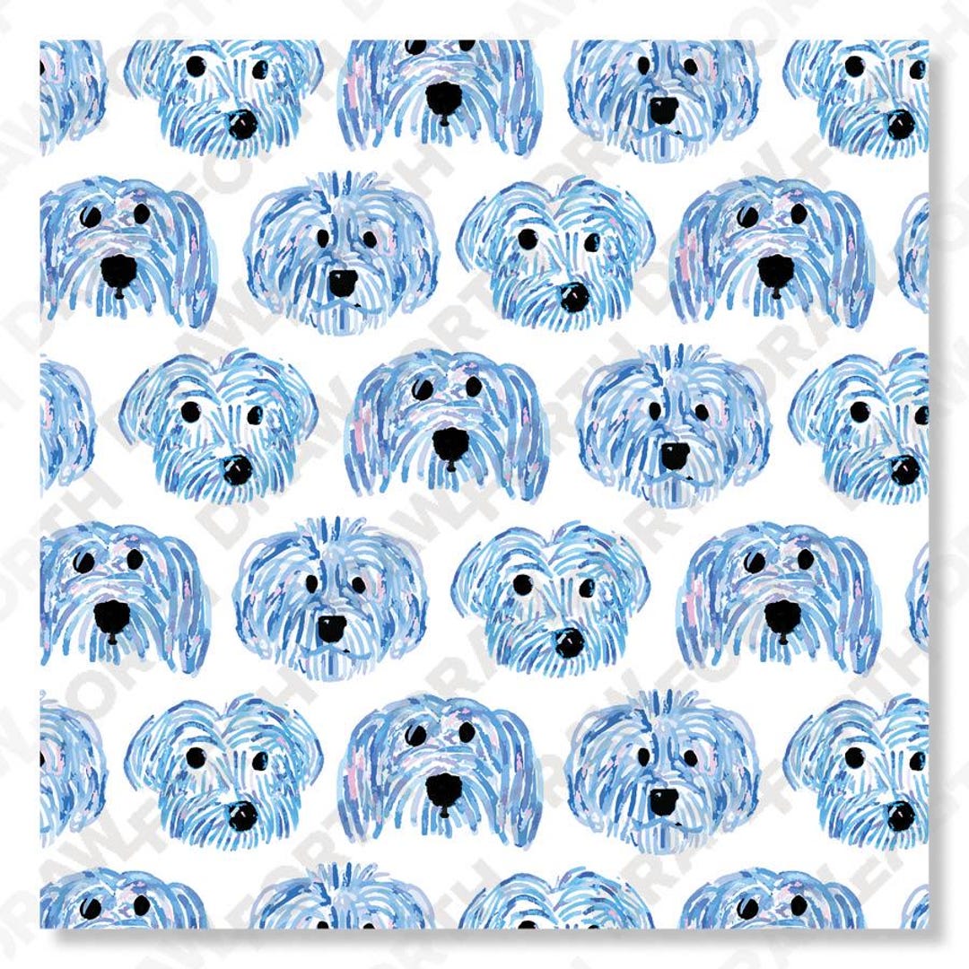 Cute Dogs Digital Seamless Patterns in Shades of Blue - Etsy