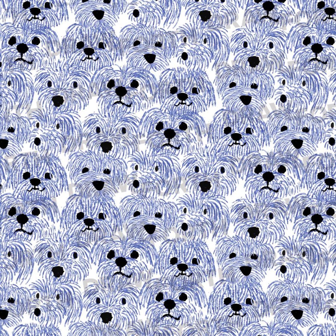 Cute Dogs Shaggy Digital Seamless Patterns in Shades of Blue - Etsy
