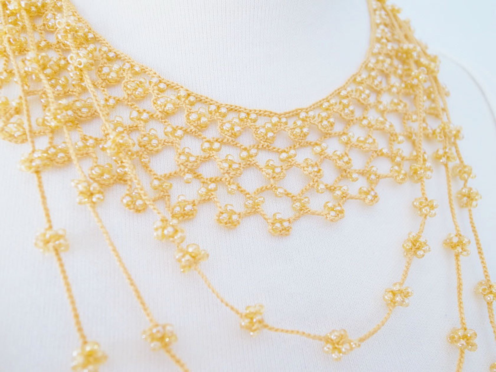 Crochet Lace Jewelry byzance III Statement Necklace, Fiber Art Jewelry ...