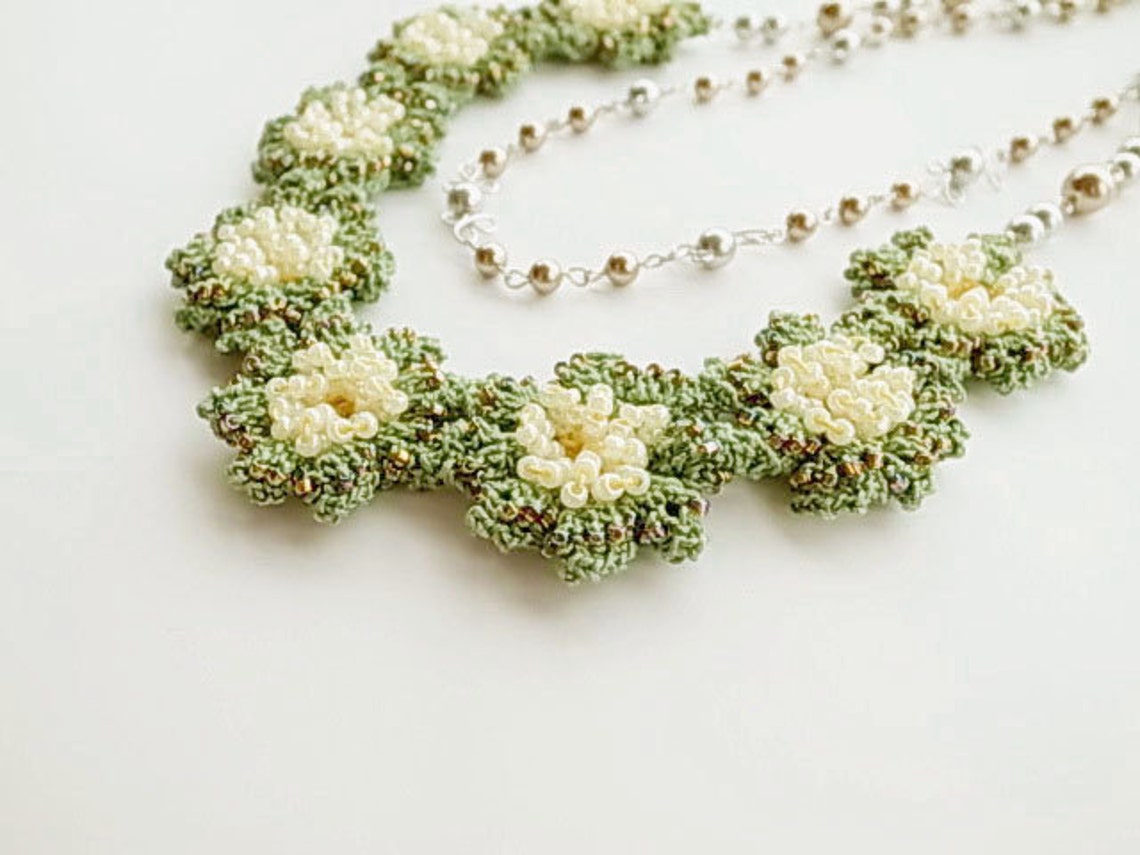 Lace Jewelry spring Spring Fiber Art Necklace, Statement Necklace ...