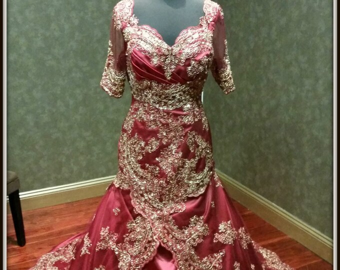 Red and Gold Wedding Dress, Red Wedding Dress, Indian Wedding Dress ...