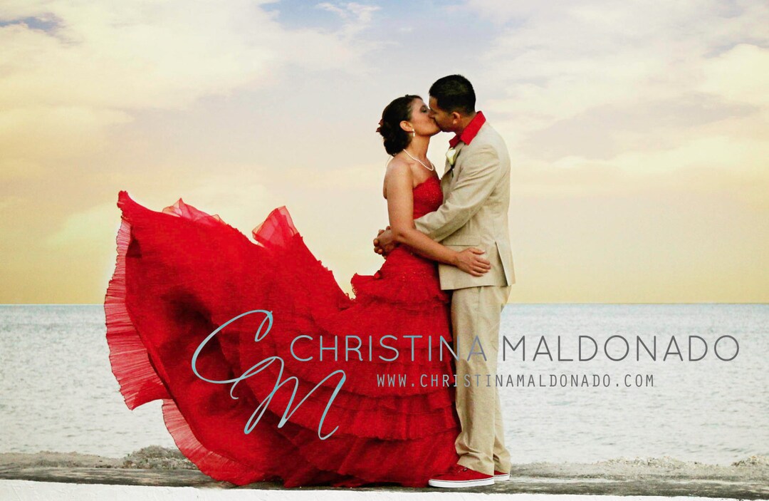 Red Wedding Dress Bridal Gown Colored Wedding Dress Colorful Strapless ...