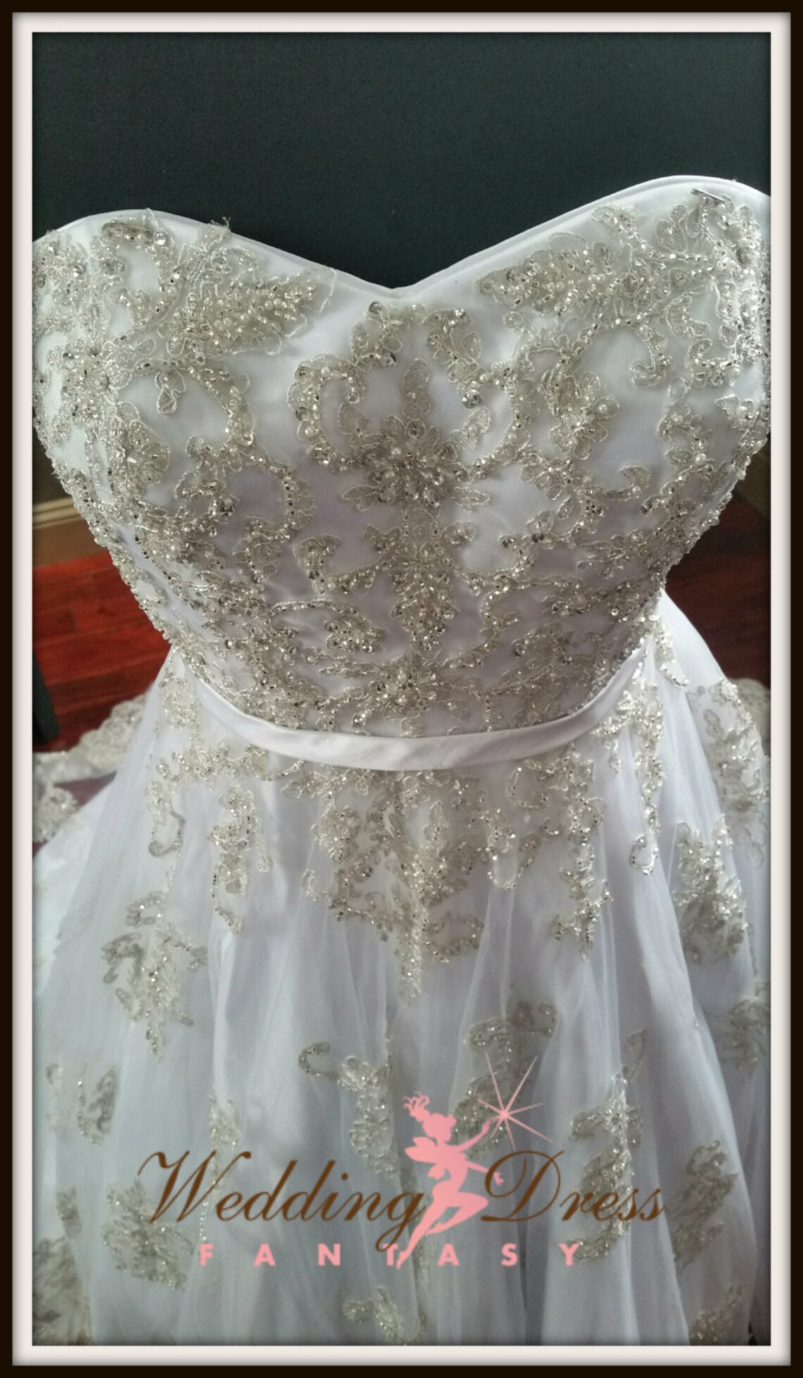 Princess Wedding Dress in White and Silver A Line Bridal Gown ...