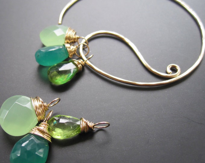 SALE 6 LUSH GREEN Mix of 14k Gold Filled Wire Wrapped Gemstone - Etsy