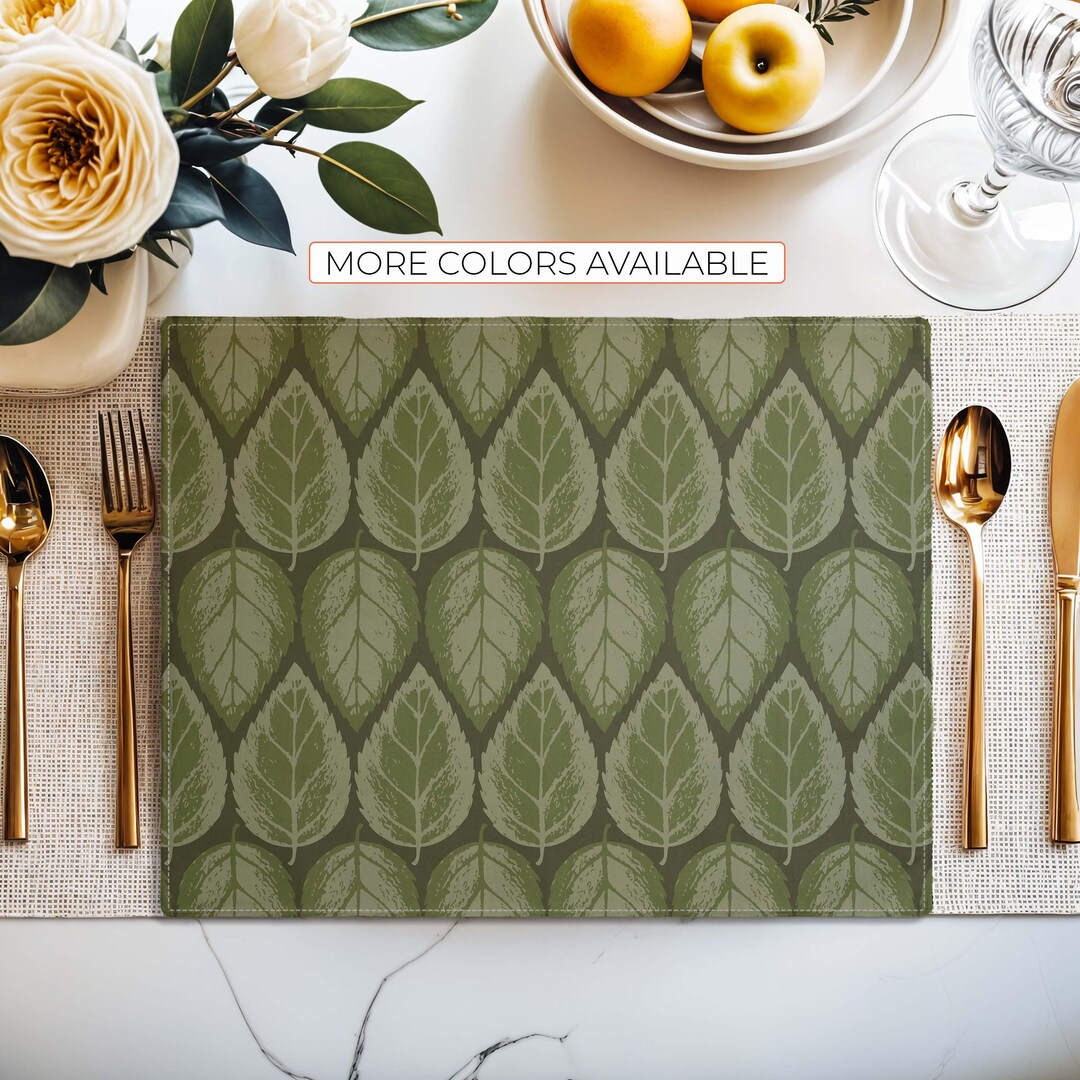 Rustic Farmhouse Placemat - Autumn Leaf Cotton Mat Fall Dining Table ...