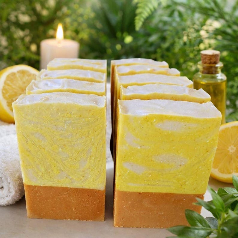 Handmade Lemon Bar Soap: Shea Butter & Coconut Milk - Etsy