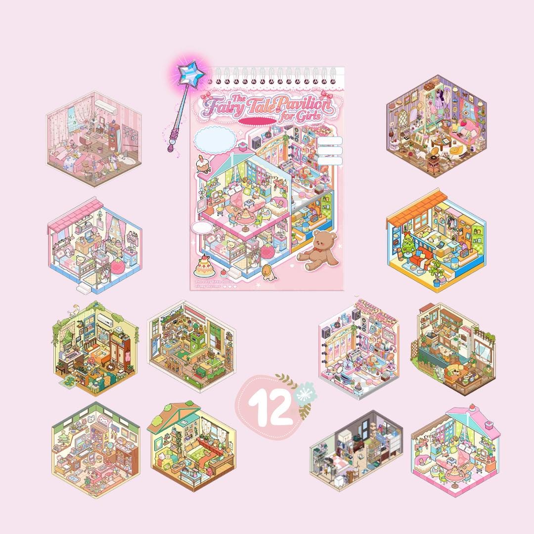 12 Mini 3D Landscaping Scene Sticker Book, Waterproof Junk Journal ...