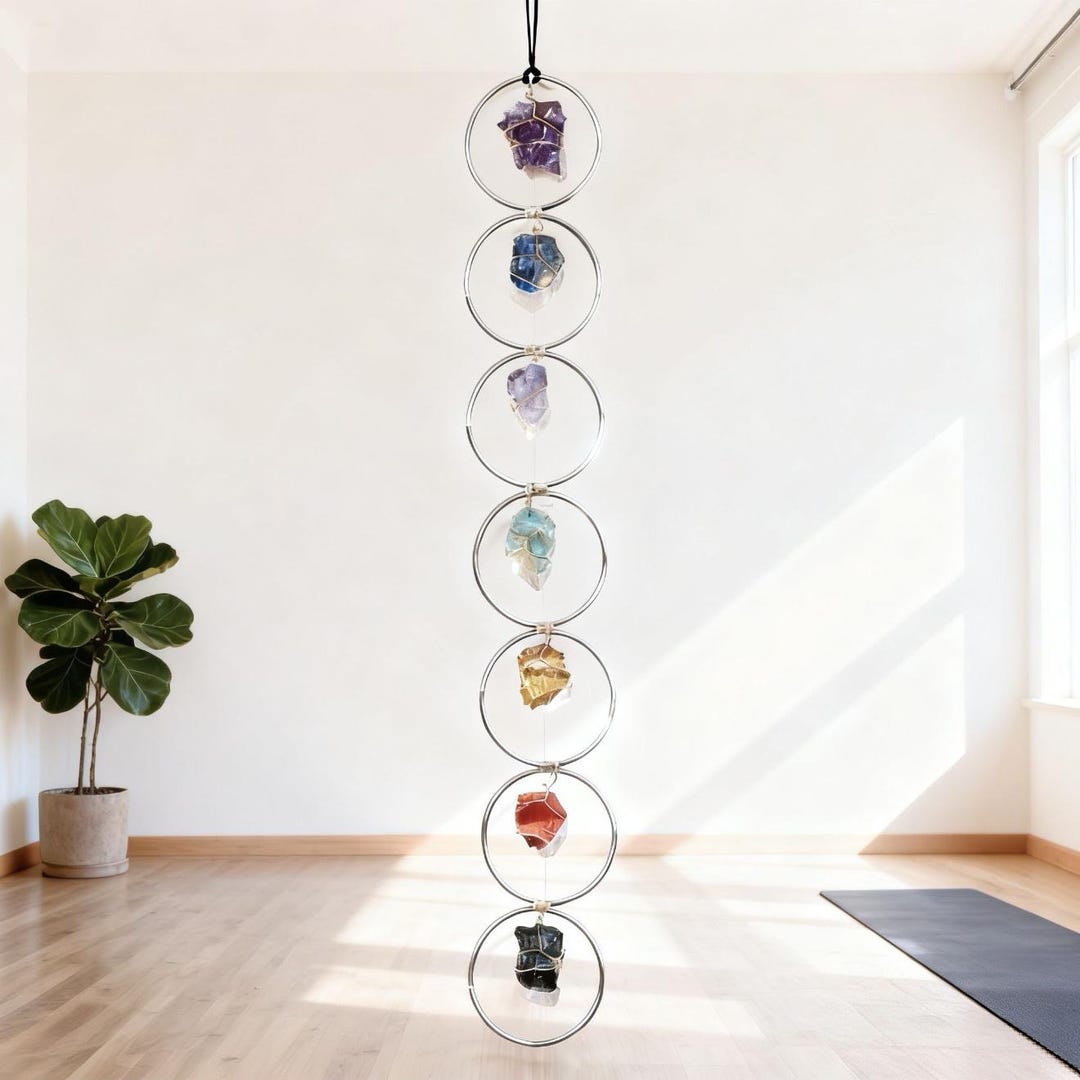 7 Chakra Crystal Hanging - Handcrafted Raw Gemstone Suncatchers ...