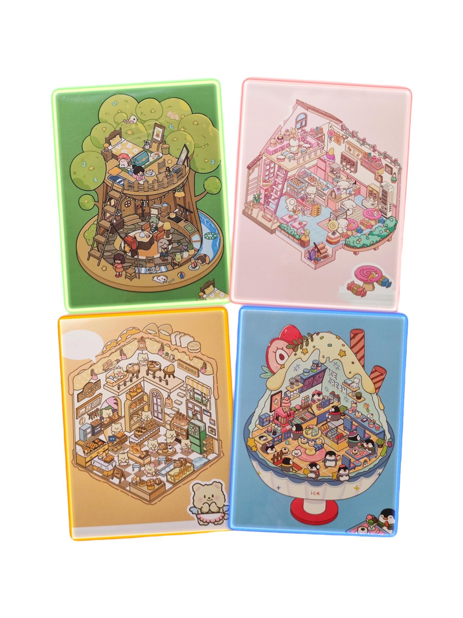 DIY Sticker Set 4 Themes, 3D Sticker Scene, Miniature Sticker, Cute ...