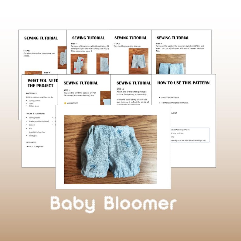Beginner Friendly Sewing Pattern Baby Bloomers, Instant Digital PDF ...