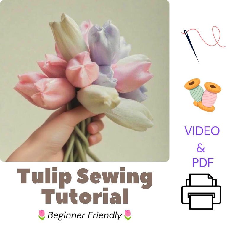 Tulip Sewing Pattern & Video Tutorial: Beginner-friendly Fabric Flower ...