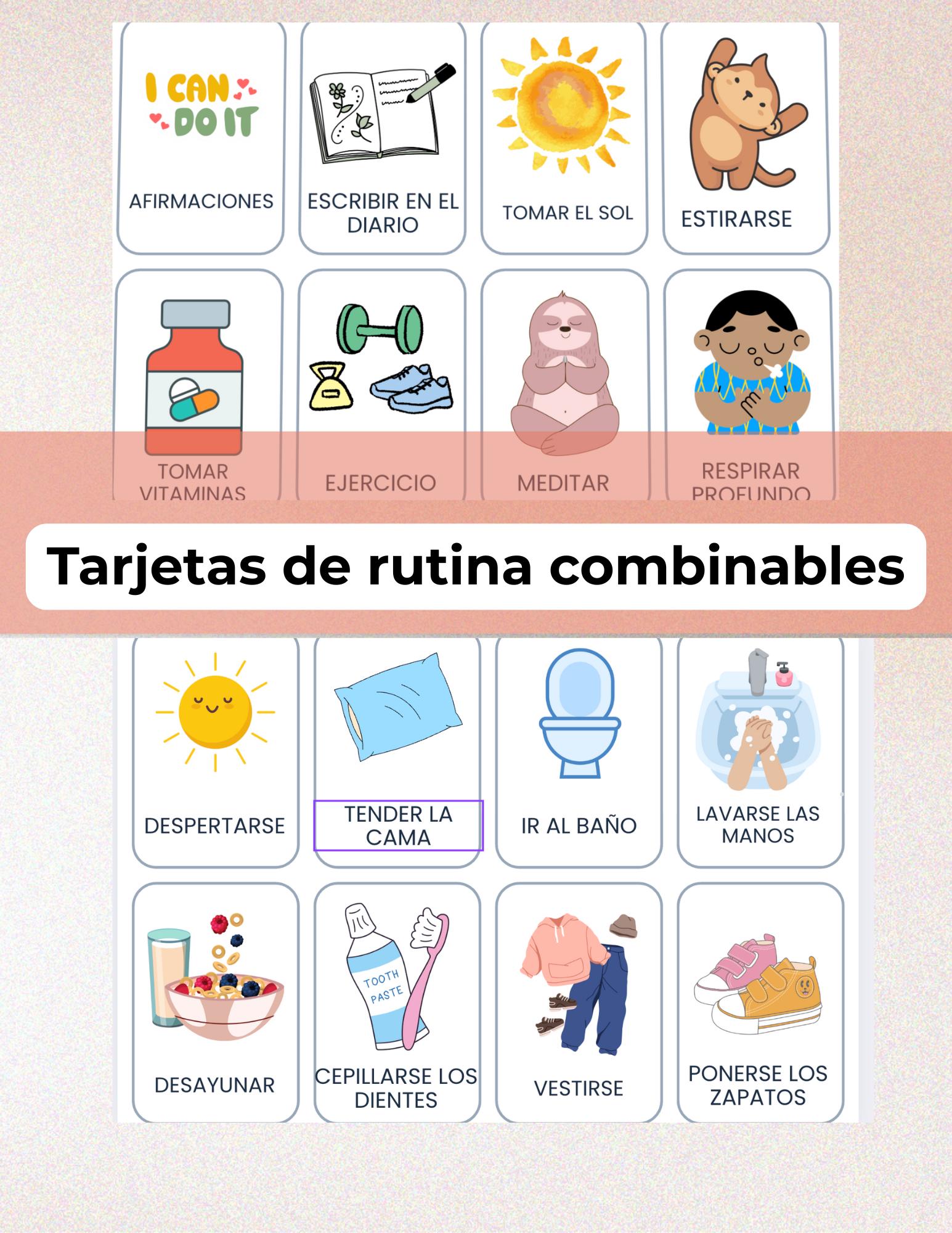 Tarjetas De Rutina Infantiles Combinables - Diarias Y Visuales Para ...