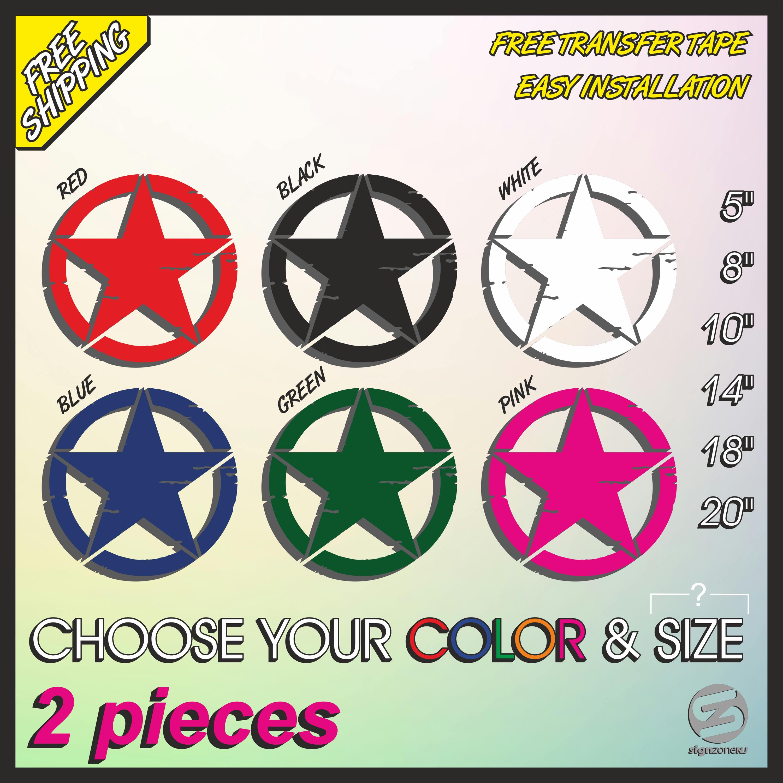 Army Star Car Decal (set of 2) - Military Jeep Truck SUV Sticker - Etsy