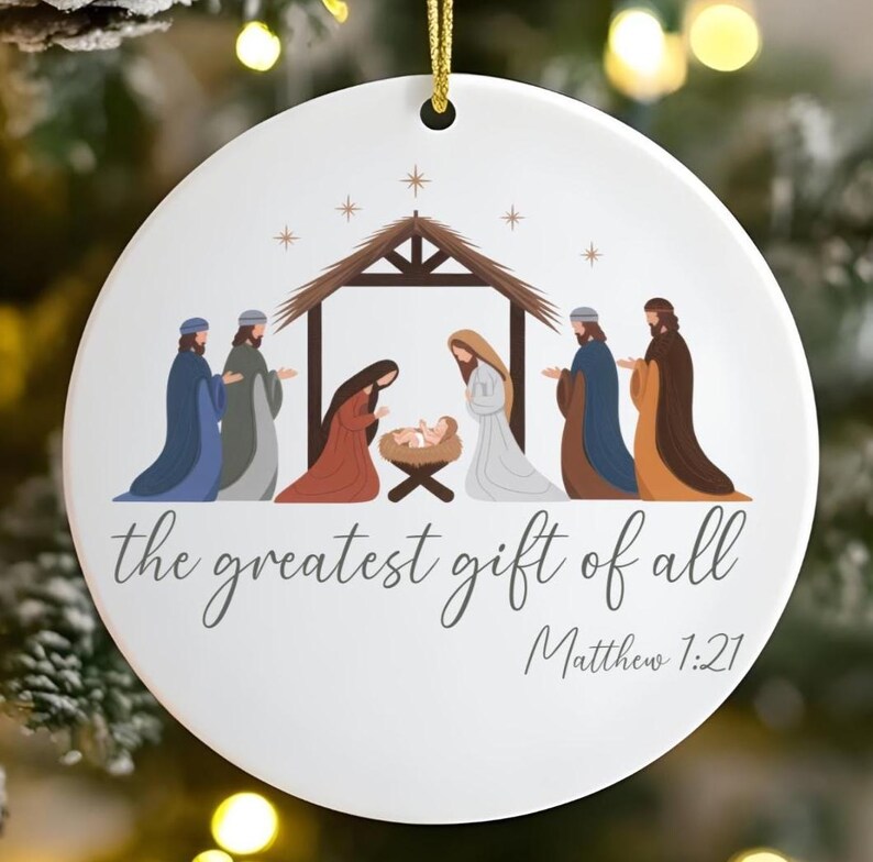 The Greatest Gift of All Nativity Scene Ornament Christian Tree ...
