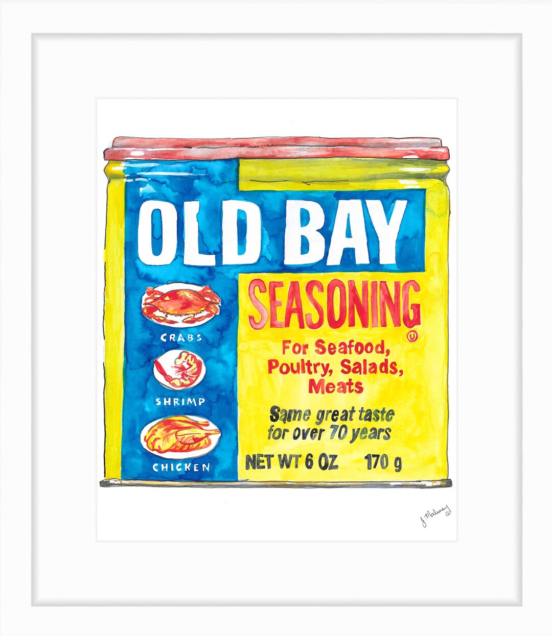Old Bay Tin Watercolor Print - Etsy