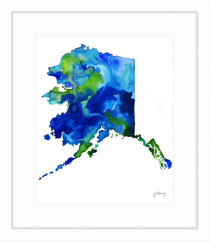 Alaska Watercolor Map - Etsy