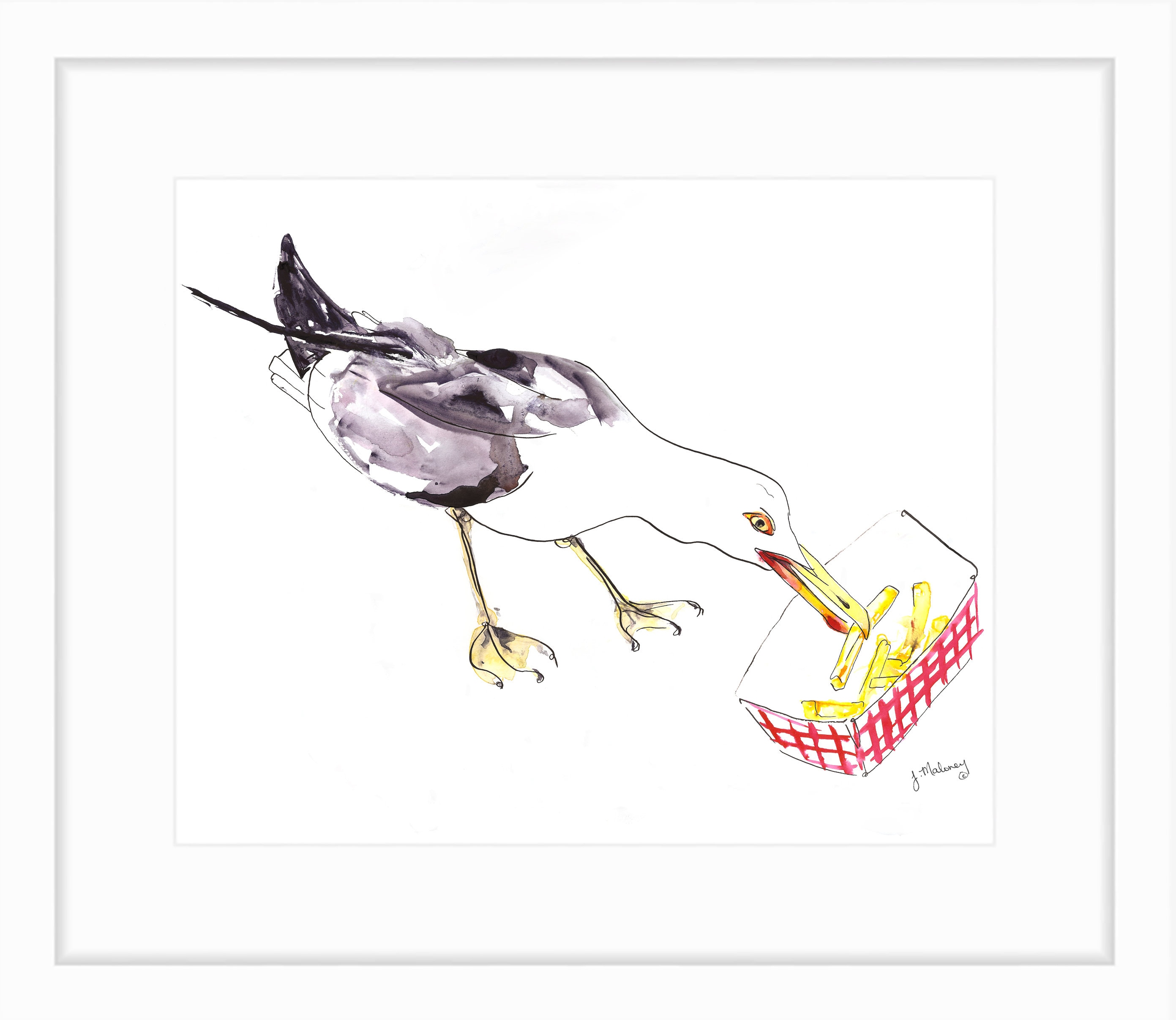 Seagull Eating French Fries — Jackie Maloney Studio