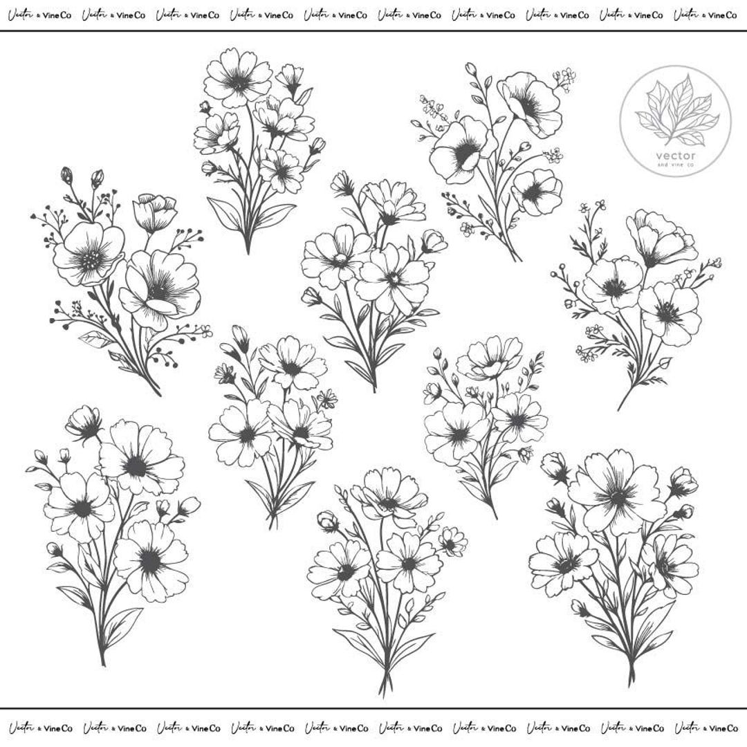 Floral Svg Bundle/flower Cluster Svg/floral Svg Clipart/flower Cut ...