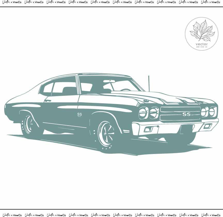 Chevy Chevelle SS 454 1970 SVG Clipart/chevrolet Muscle Car Vector ...
