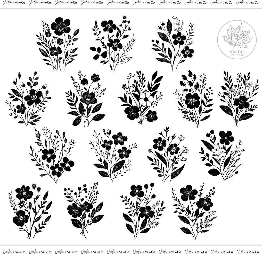Flower Cluster Svg Bundle/flower Svg/floral Svg/flower Svg Cut Files ...