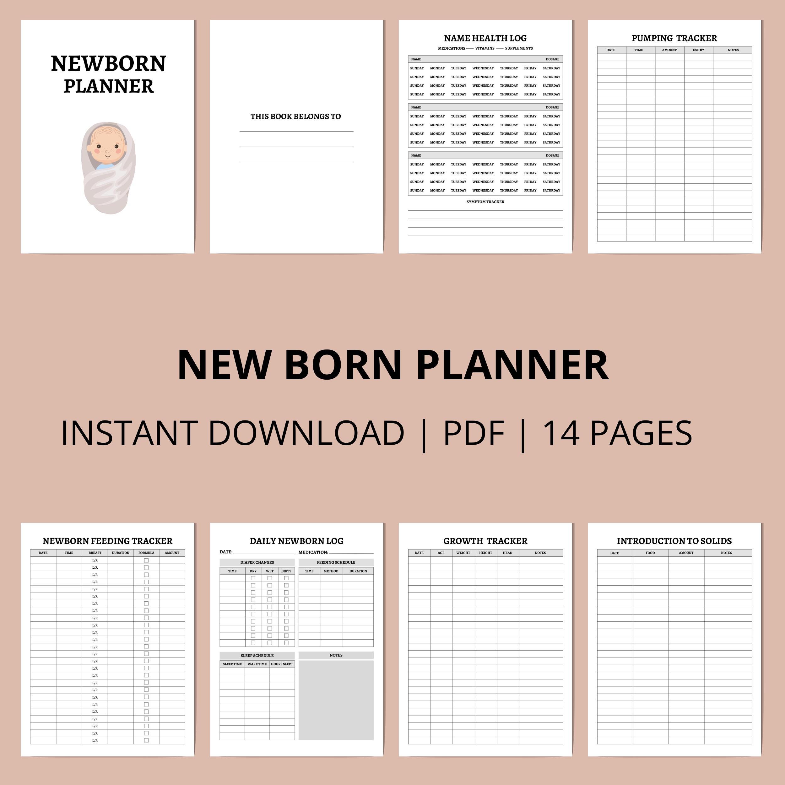 Newborn Baby Planner Printable – First Year Tracker – Milestone Log ...