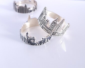 Custom City Ring Cityscape Ring Travel Ring Skyline Ring | Etsy