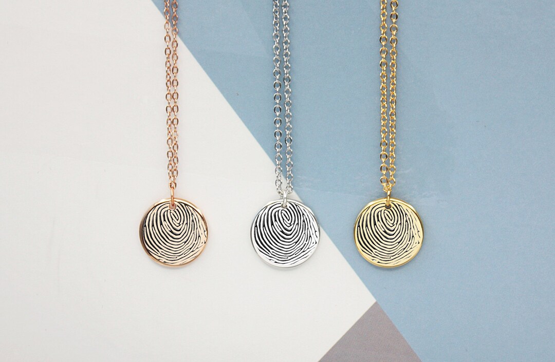 Fingerprint Necklace Finger Print Engraved Necklace - Etsy
