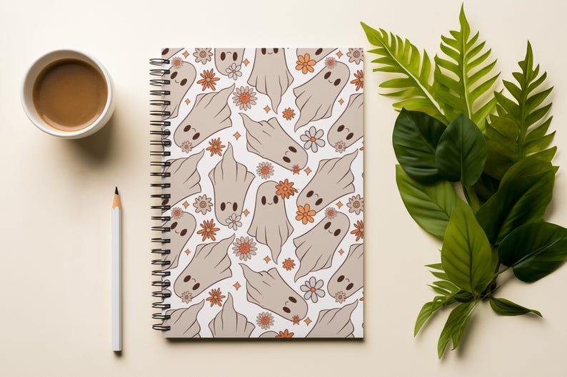 Retro Ghost Spiral Notebook: Spooky Stationery, Lined Journal - Etsy