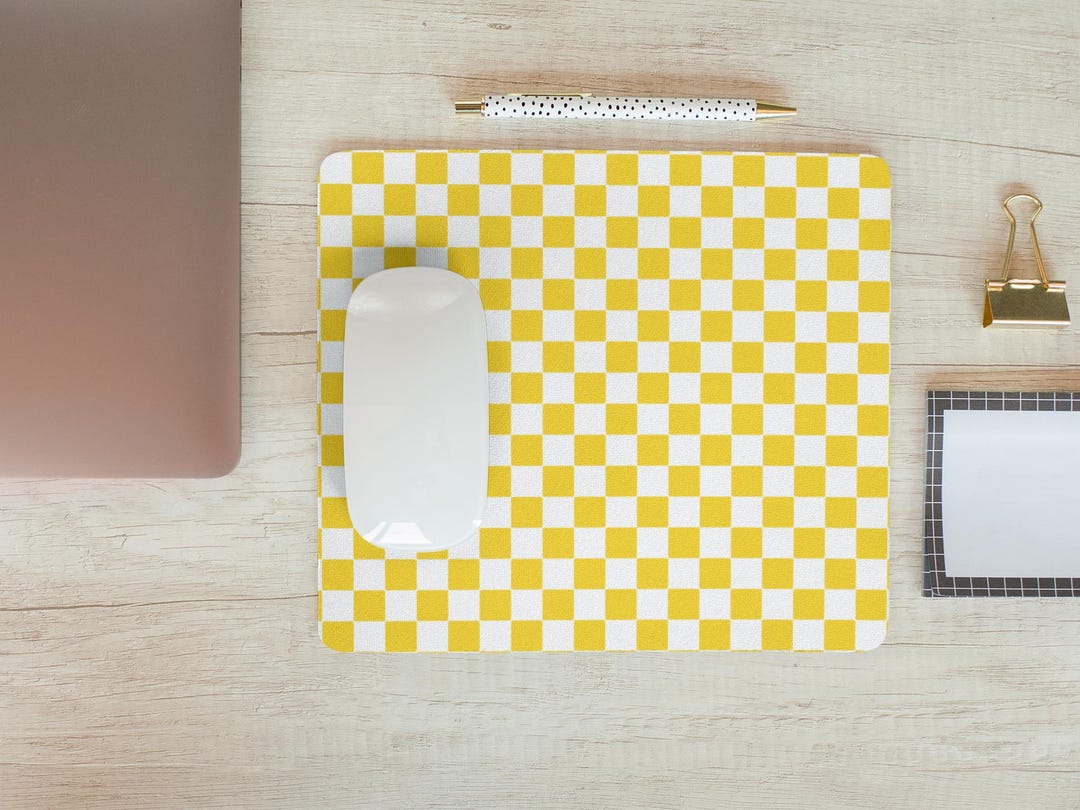 Retro Yellow Checkerboard Mouse Pad, Groovy Desk Decor (9x8 Inch ) - Etsy