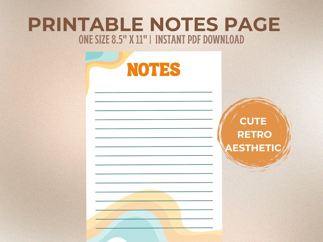 Retro Printable Note Pages | Vintage Groovy Lined Paper for Journaling ...
