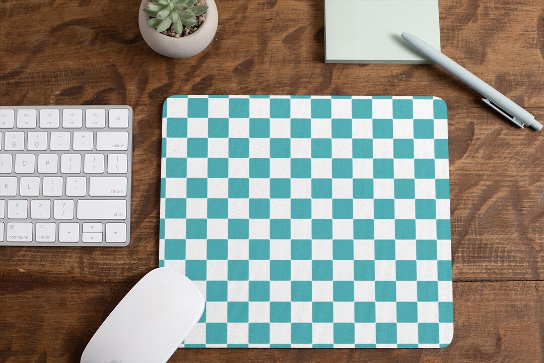 Retro Checkerboard Mouse Pad, Blue and White Desk Decor - Etsy