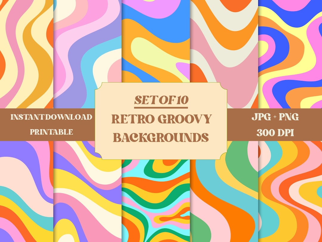 70s Wavy Digital Paper | Retro Groovy Backgrounds (digital Download) - Etsy