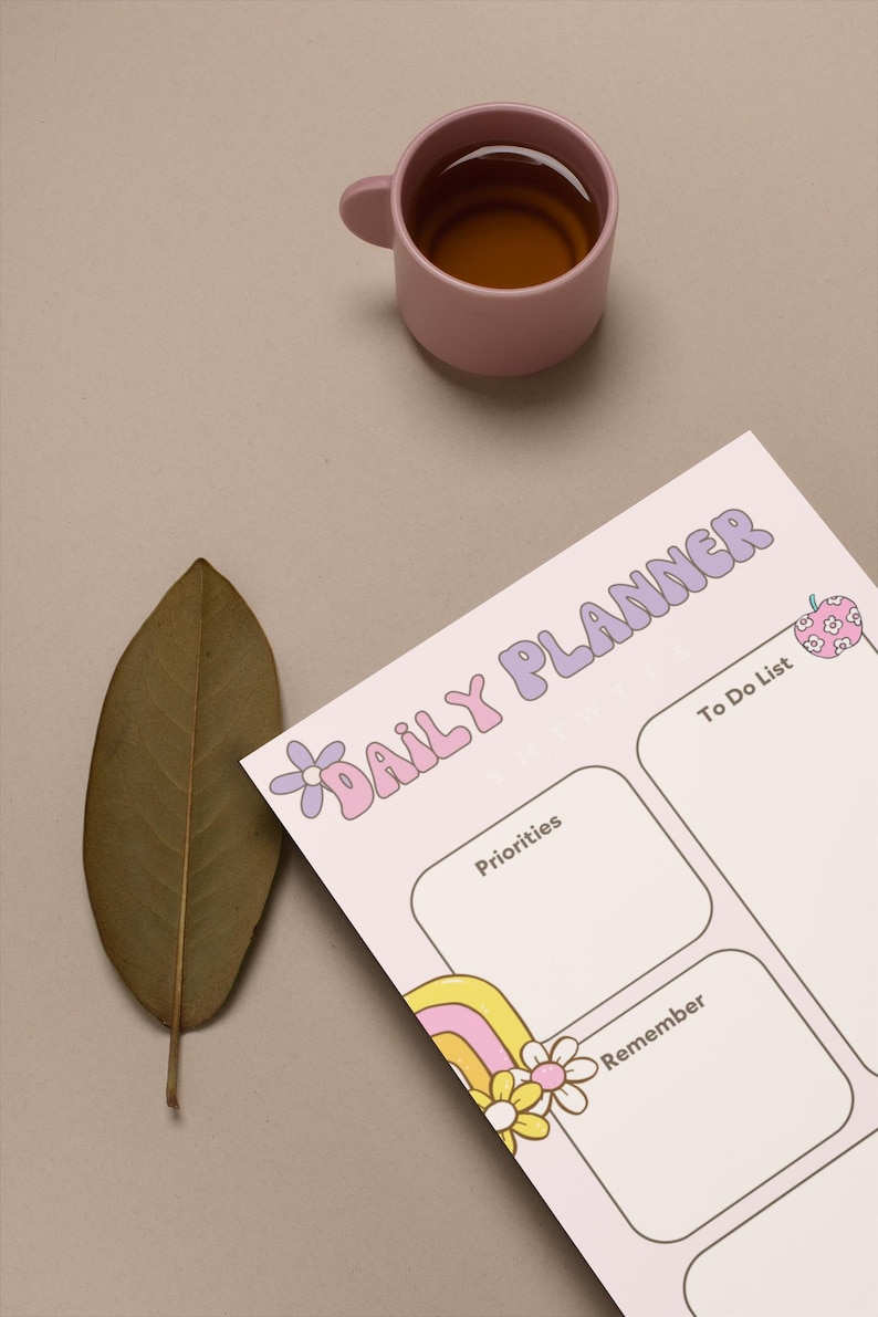 Retro 70s Daily Planner Printable | Groovy Minimal Design (PDF) - Etsy