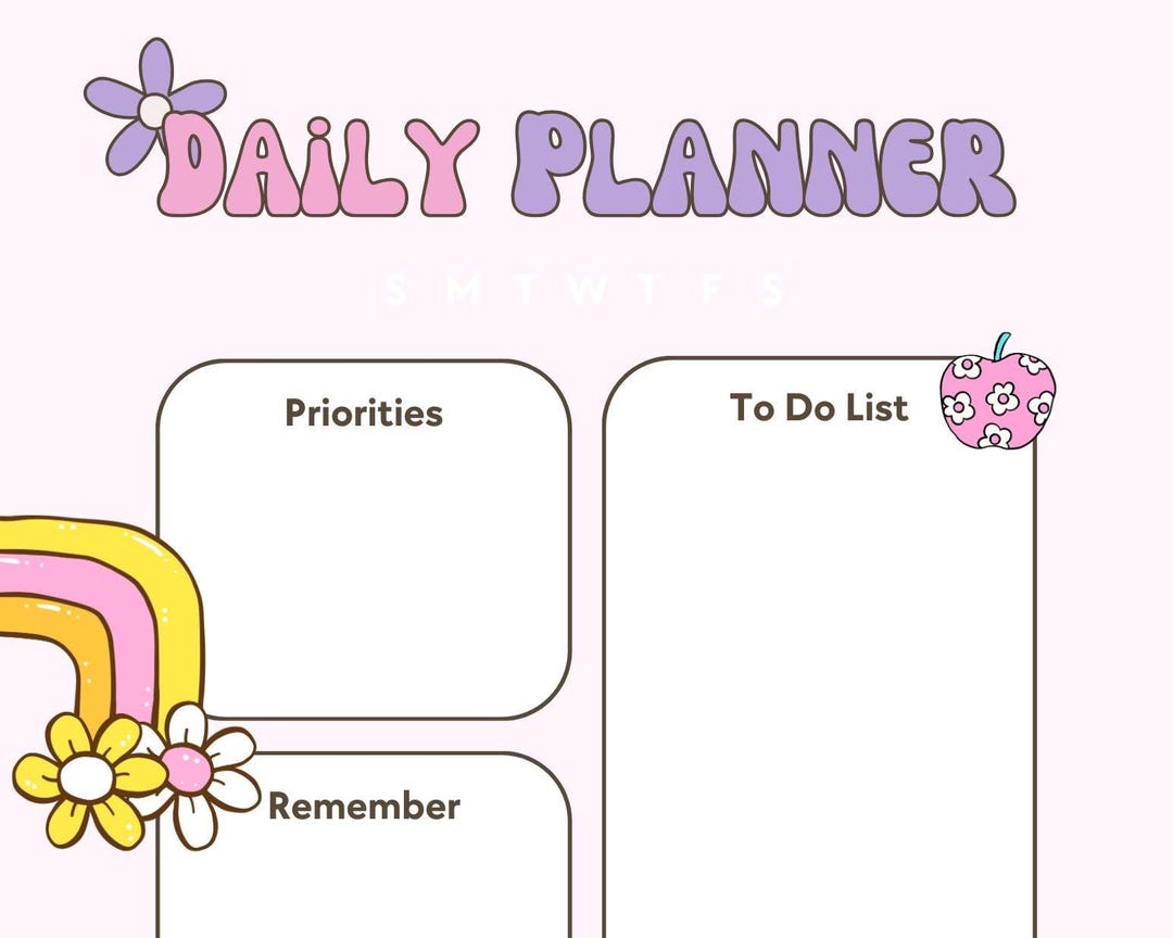 Retro 70s Daily Planner Printable | Groovy Minimal Design (PDF) - Etsy