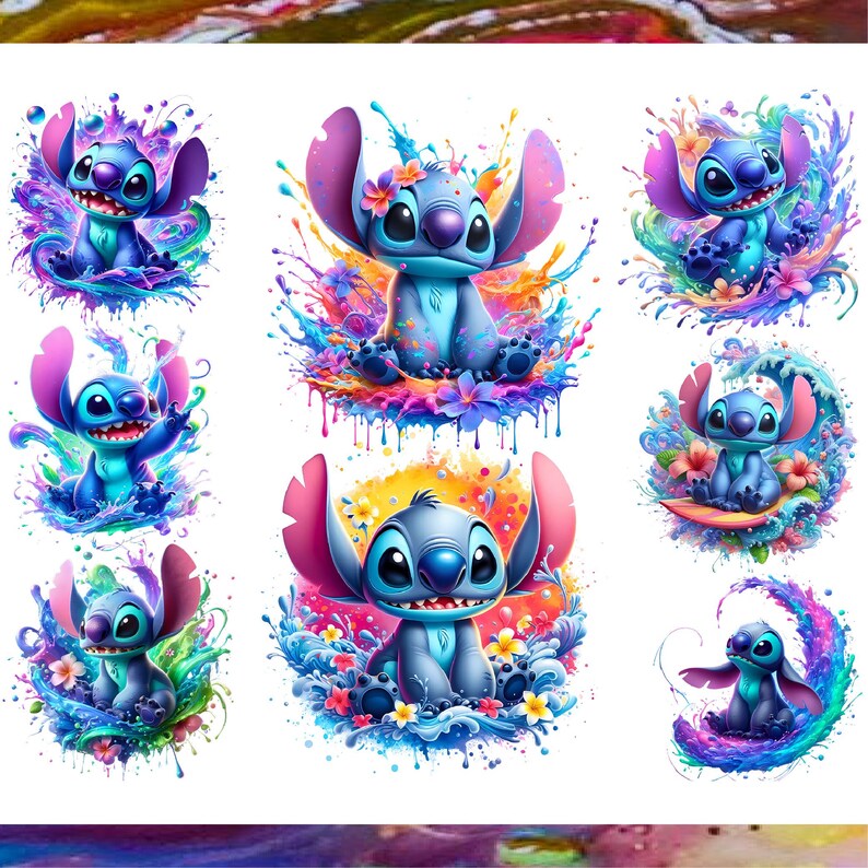 8 PNG Stitch Splash and Watercolor Digital Design PNG File for ...