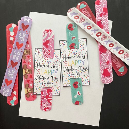 Slappy Valentines Day Slap Bracelets Personalized Class Team - Etsy