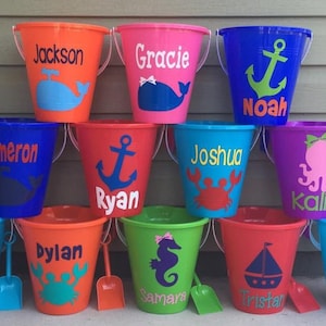 Personalized Plastic Beach Pail Bucket With Shovel Monogram Party Gift ...