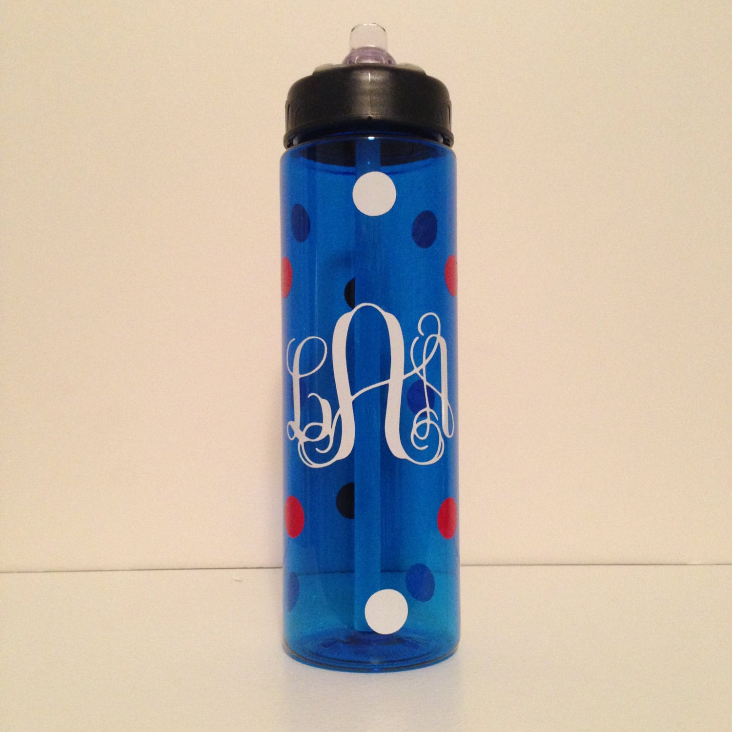 24 Oz. Personalized Monogram Plastic Water Bottle With Straw | Etsy