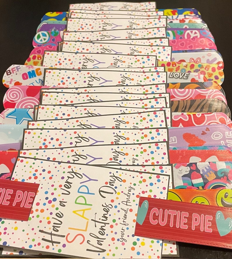 Slappy Valentines Day Slap Bracelets Personalized Class Team - Etsy