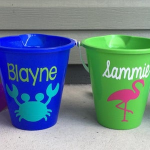 Personalized Plastic Beach Pail Bucket With Shovel Monogram Party Gift ...