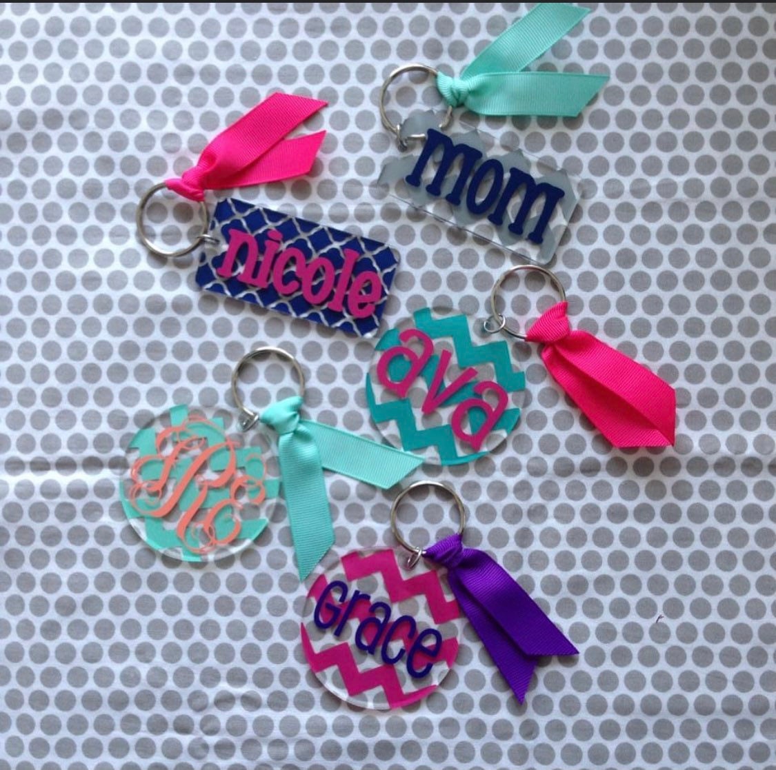 Personalized Keychain. Monogram. Name. Initials. Chevron. Backpack. Key ...